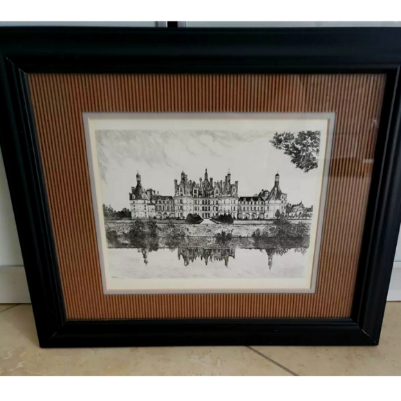 Etching | Art | Chateau De Chambord Etching By Leopold Robin 936 Framed ...